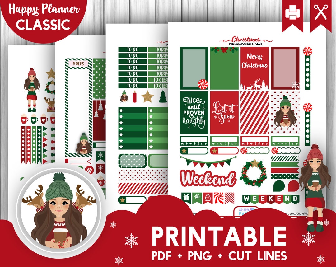 Printable Christmas Planner Stickers Kit Christmas Weekly Planner Kit ...