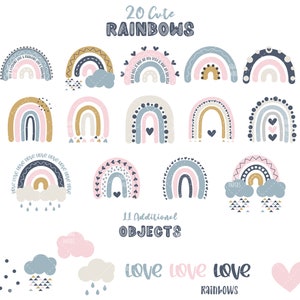 Scandinavian Rainbow Clipart - Nordic Boho Rainbows, Cute Modern ...