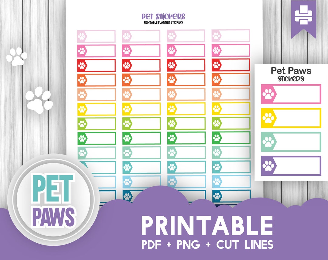 Pet Paw Stickers, Printable Pet Planner Stickers, Vet Appointment Label ...