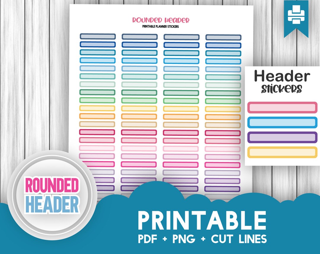 Printable Rounded BLANK HEADER Stickers, Plain Headers, Quarter Boxes ...