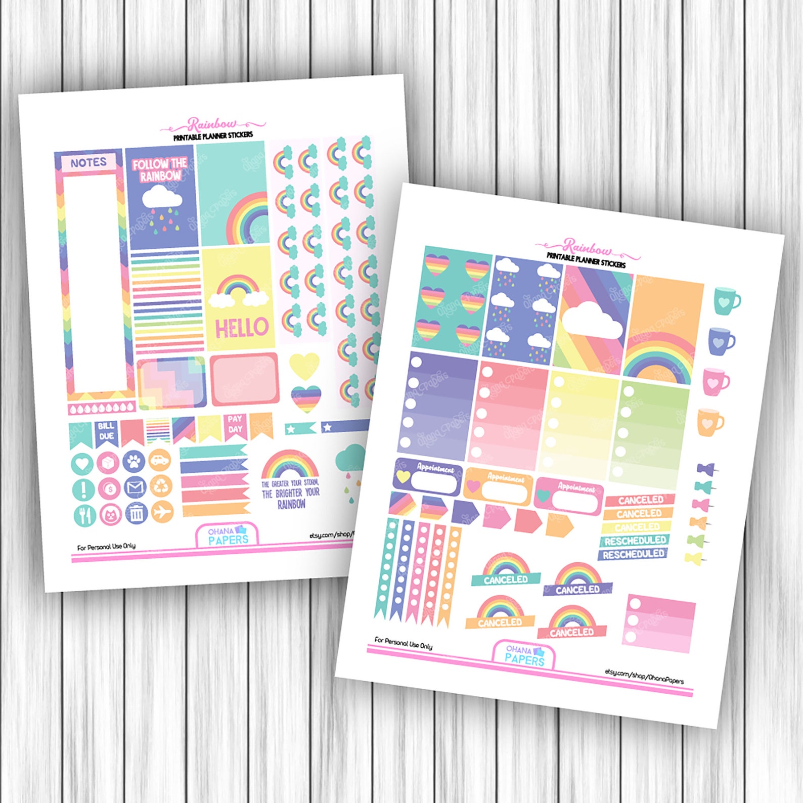 Pastel Rainbow Printable Planner Weekly Kit Mambi Happy - Etsy