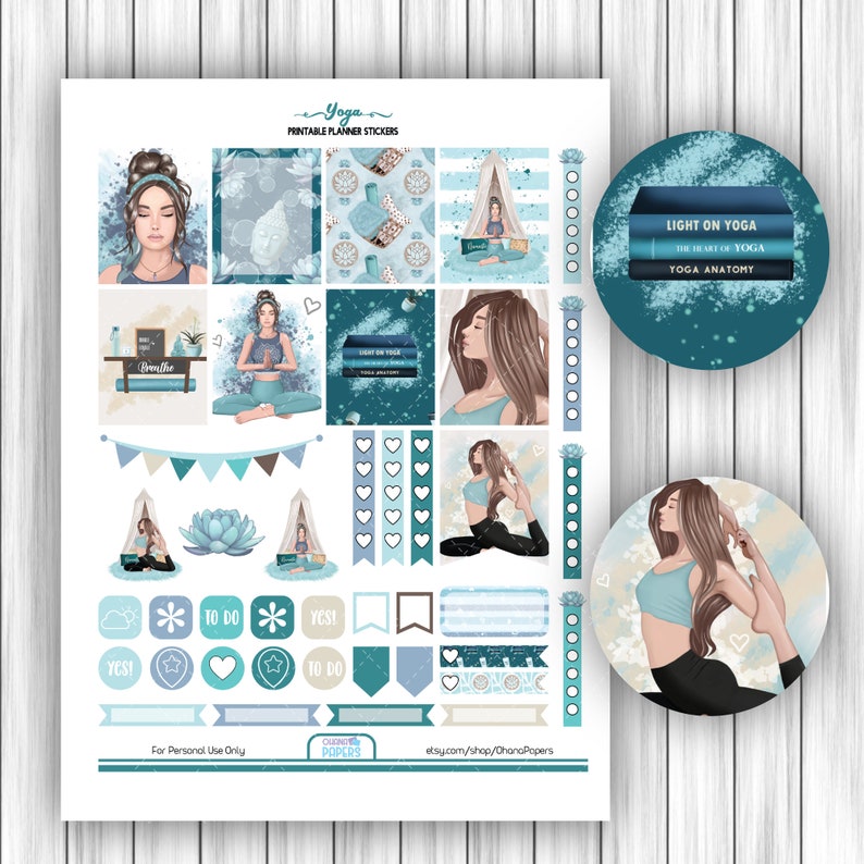 PRINTABLE Yoga Planner Stickers Erin Condren Vertical Weekly - Etsy