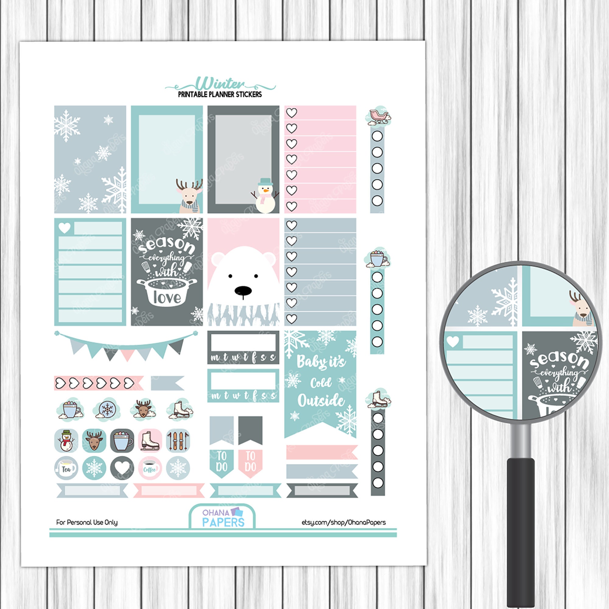 WINTER Happy Planner Printable Stickers Weekly Kit Winter - Etsy
