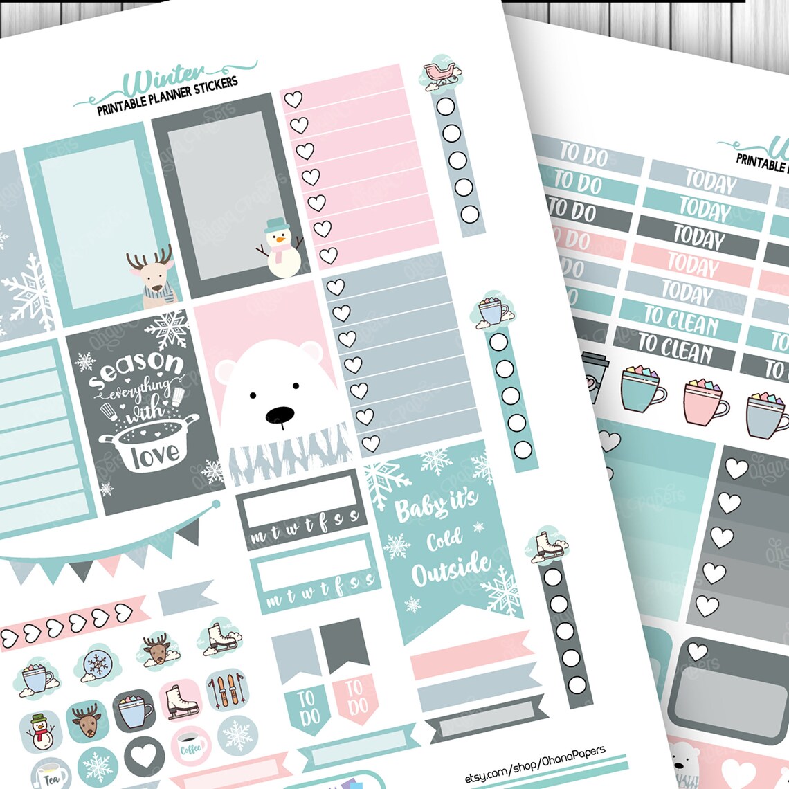 WINTER Happy Planner Printable Stickers Weekly Kit Winter - Etsy