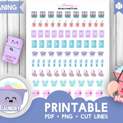 Cleaning Planner Stickers Printable Chore Stickers Chore - Etsy