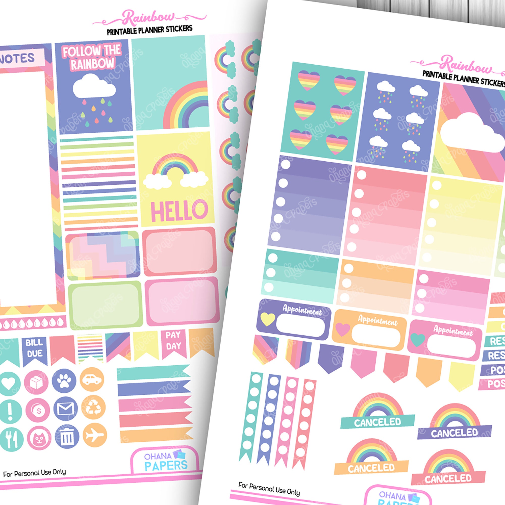 Pastel Rainbow Printable Planner Weekly Kit Erin Condren - Etsy
