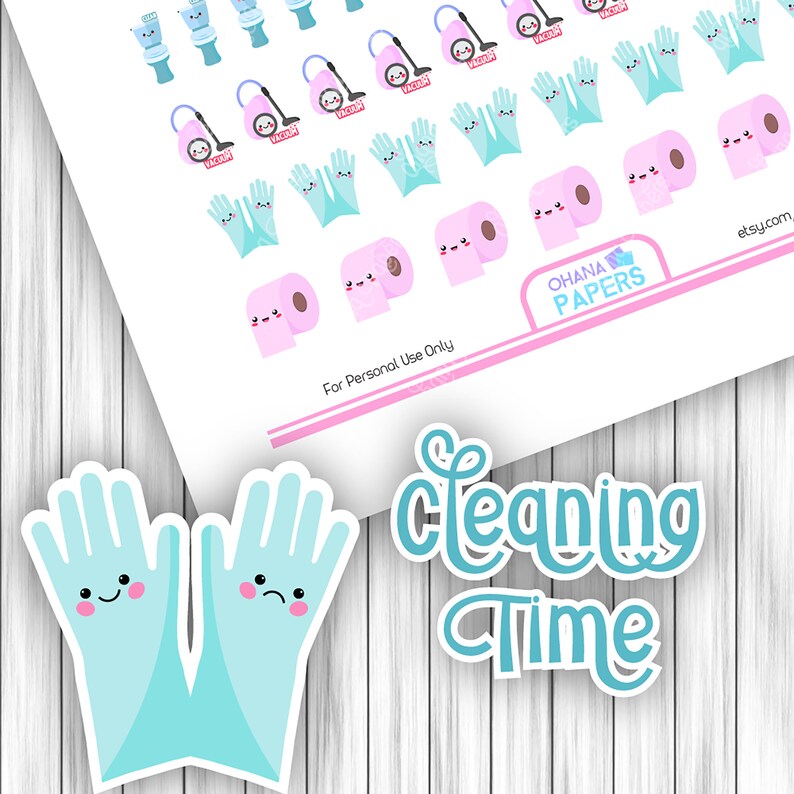 Cleaning Planner Stickers Printable Chore Stickers Chore Planner Bullet ...