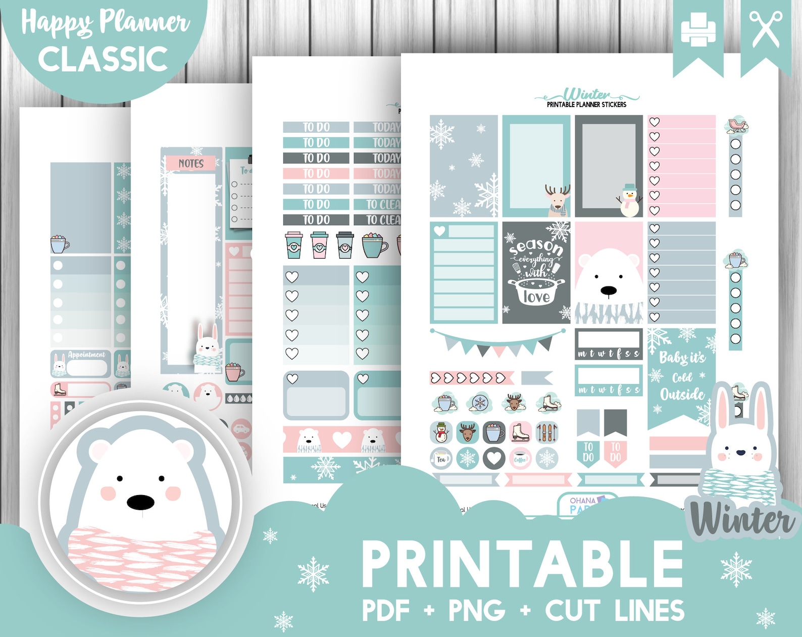 WINTER Happy Planner Printable Stickers Weekly Kit Winter | Etsy
