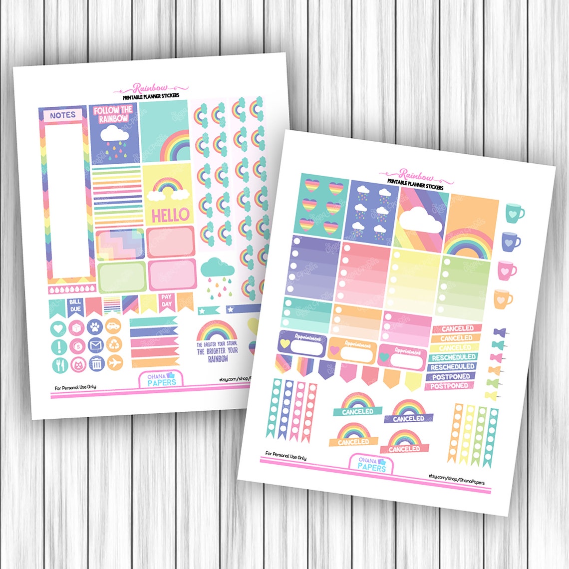 Pastel Rainbow Printable Planner Weekly Kit Erin Condren - Etsy