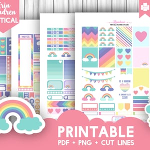Pastel Rainbow Printable Planner Weekly Kit - Erin Condren Vertical ...