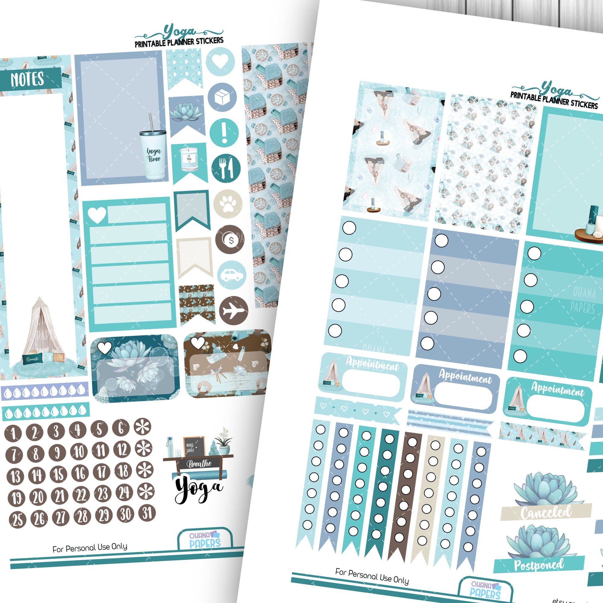 PRINTABLE Yoga Planner Stickers, Happy Planner Weekly Kit, Meditation ...