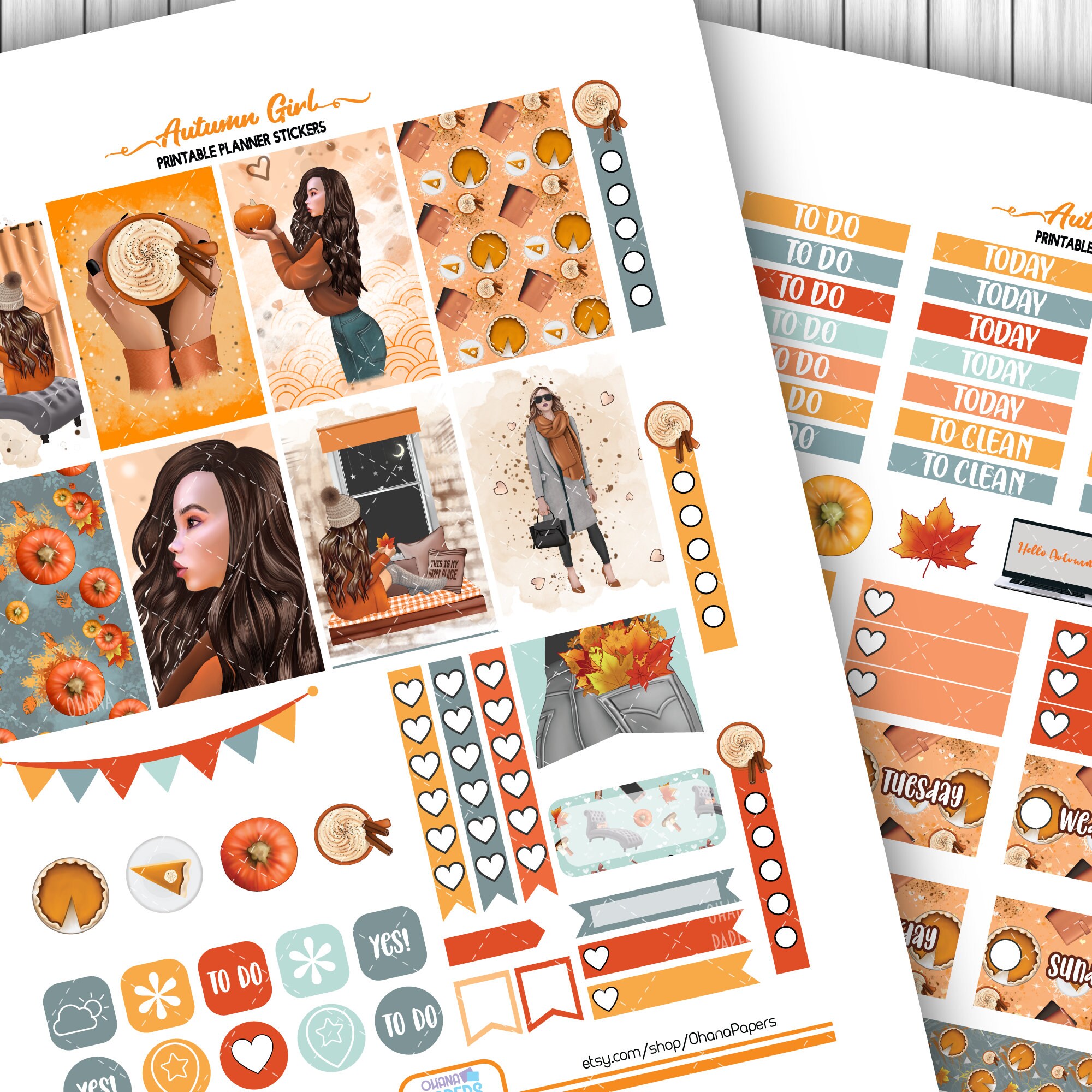 Printable AUTUMN PLANNER STICKERS Happy Planner Weekly Kit | Etsy