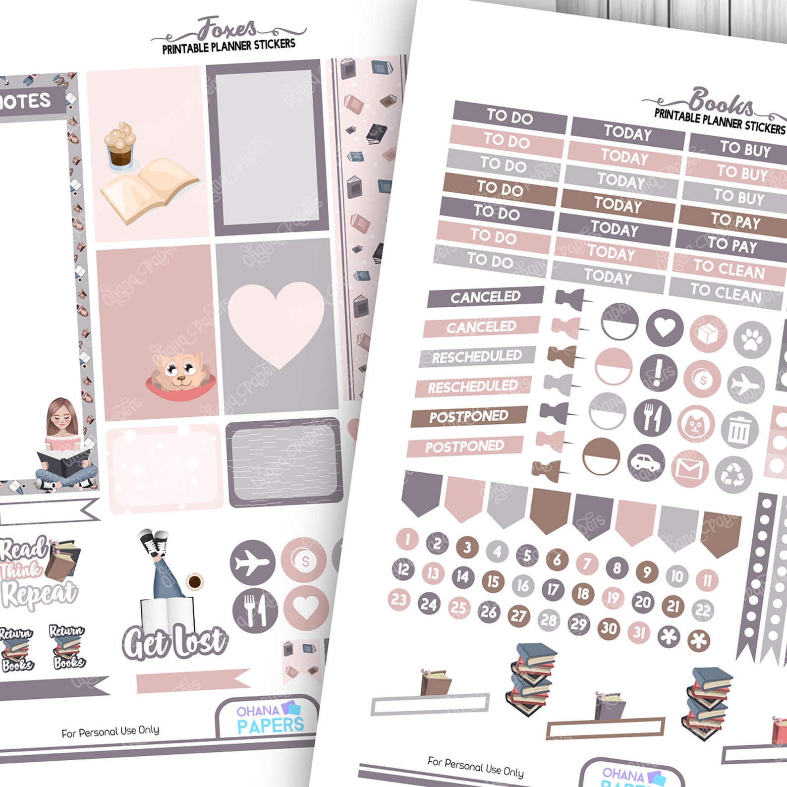 Book Planner Printable Stickers Happy Planner Printable - Etsy