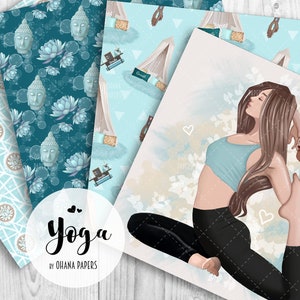 YOGA Digital Paper Pack - Seamless Pattern Fashion Illustration ...