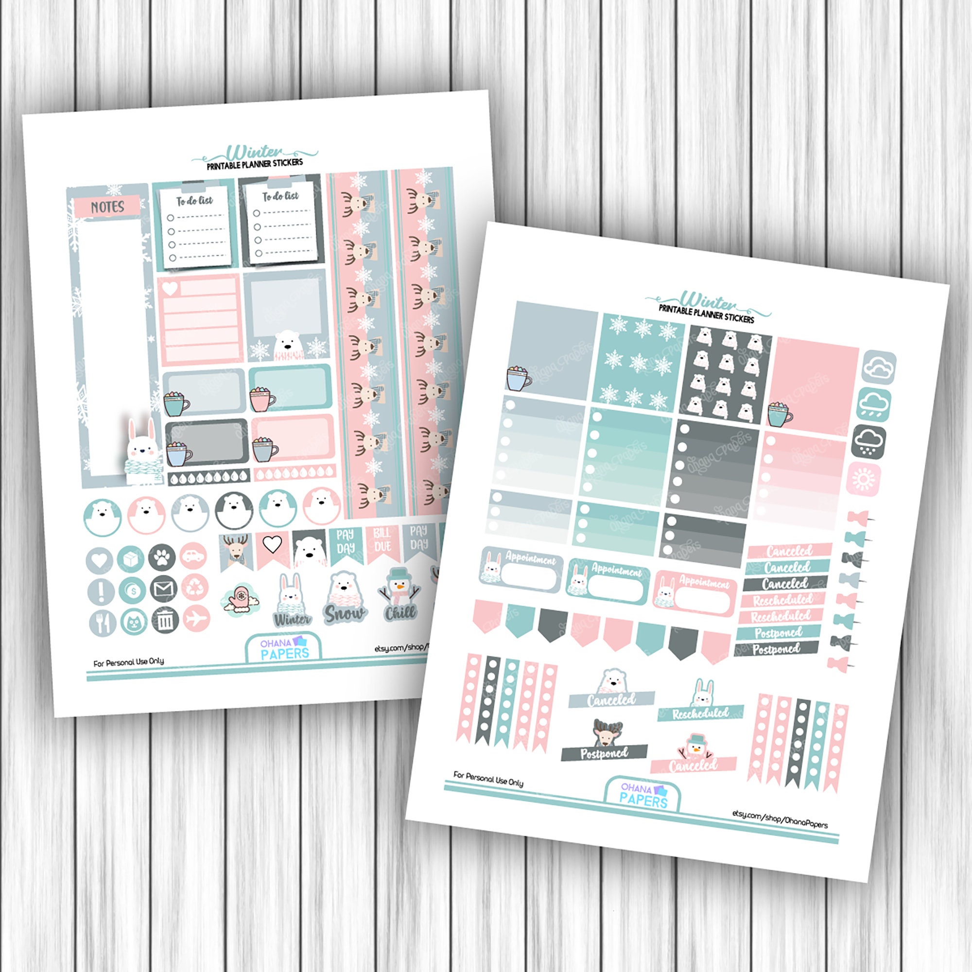 WINTER Printable Stickers EC Planner Stickers Erin Condren - Etsy