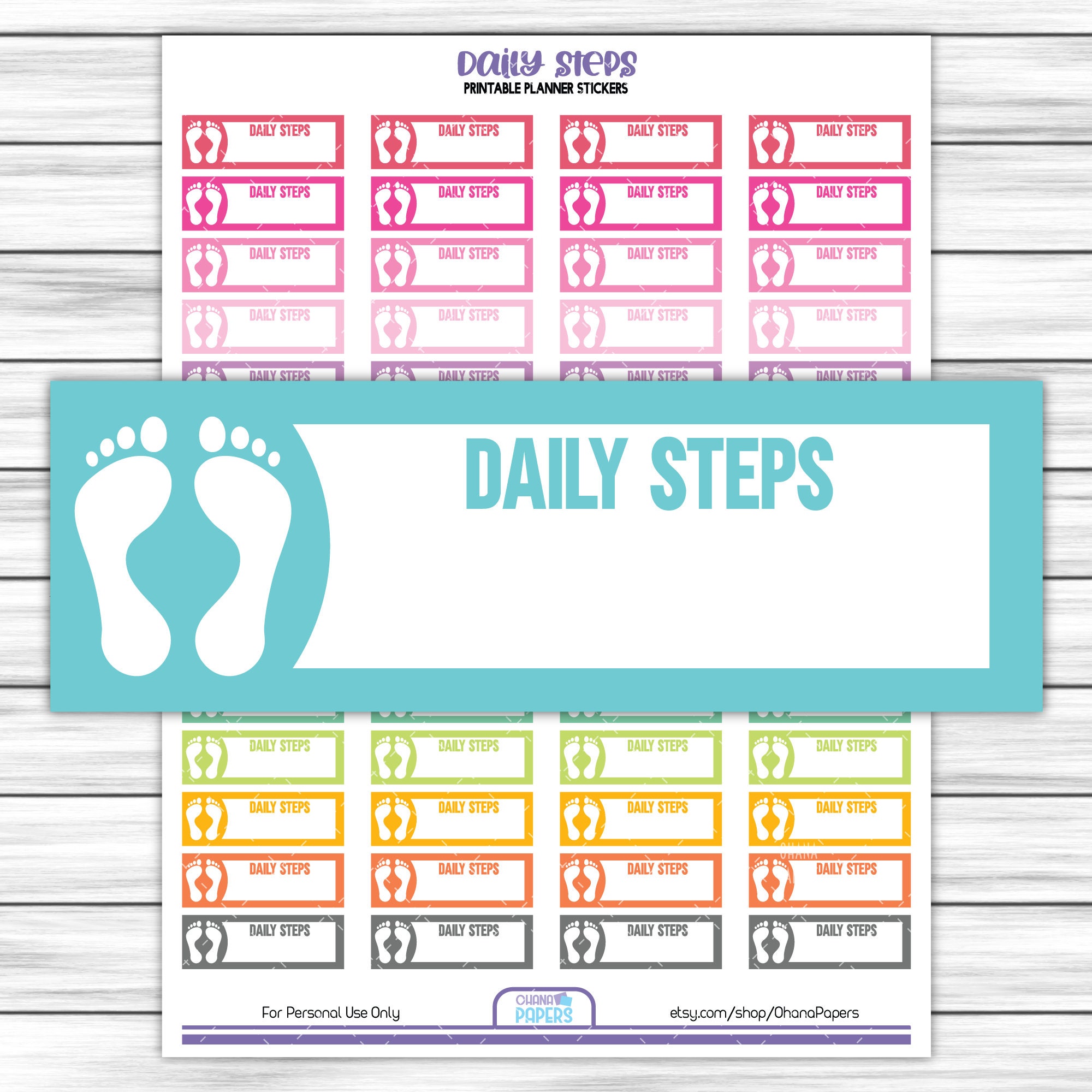 Printable Daily Steps Stickers Daily Tracking Planner - Etsy