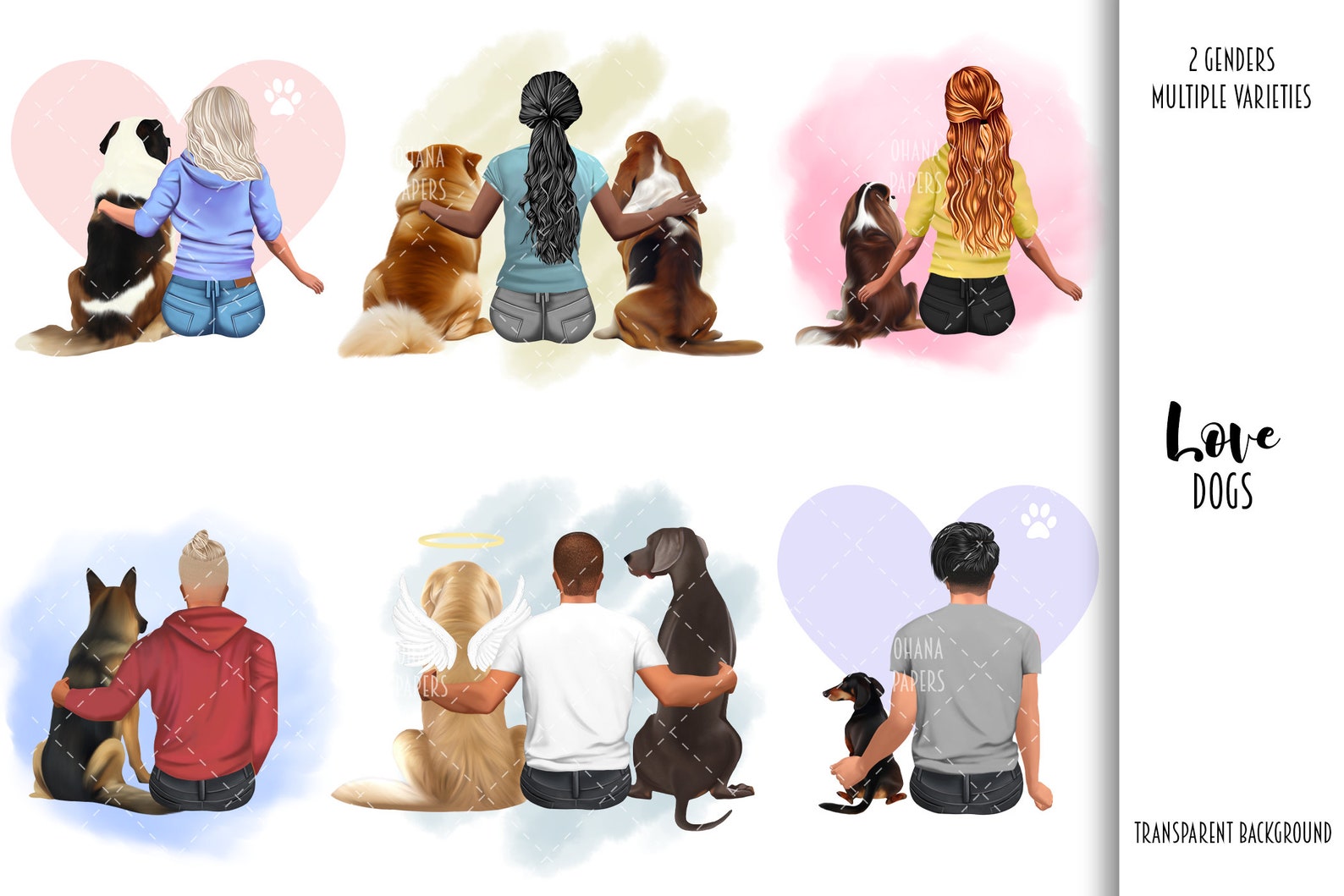 DOG BEST FRIENDS Clipart Family Illustration Dog Lover Mom - Etsy