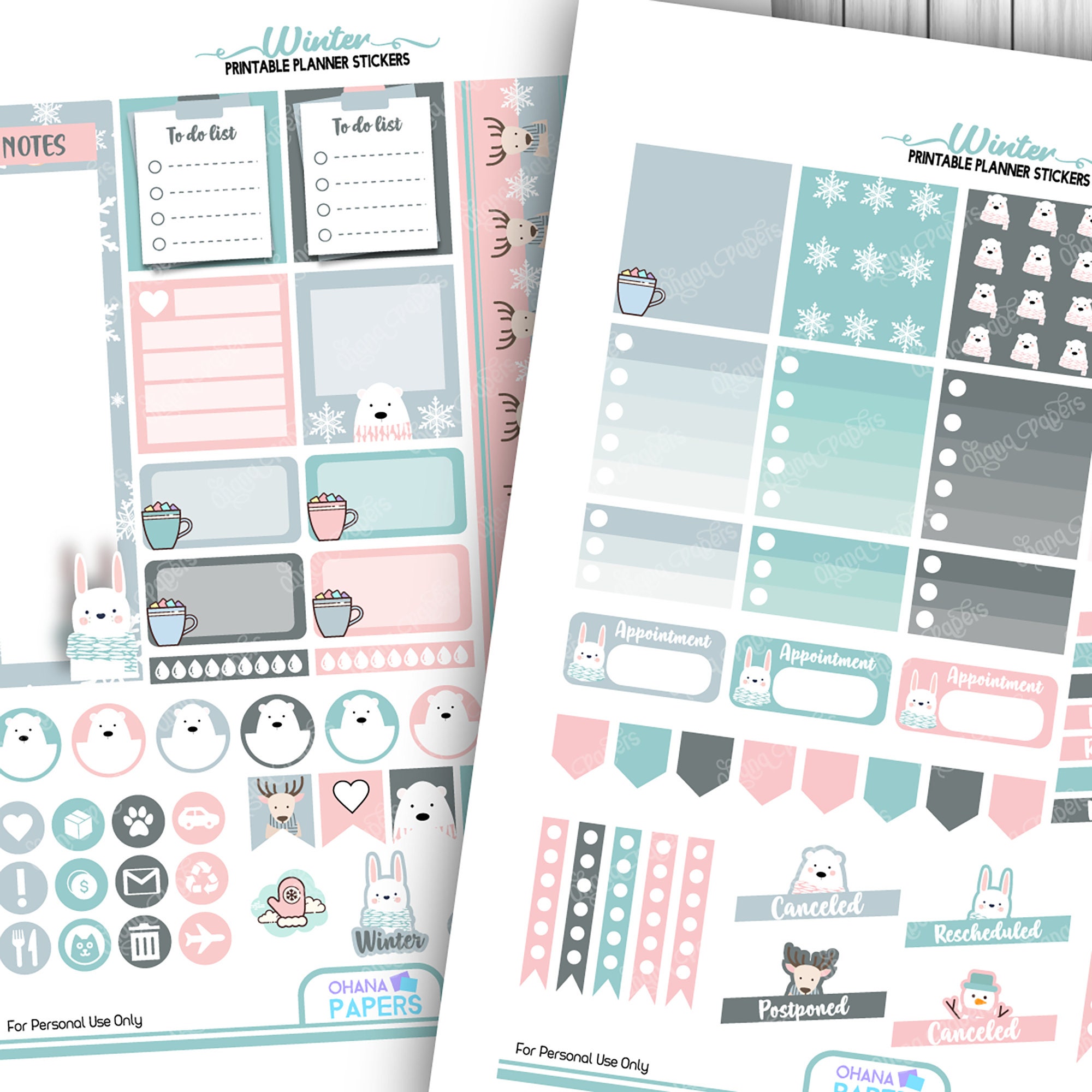 WINTER Printable Stickers EC Planner Stickers Erin Condren - Etsy