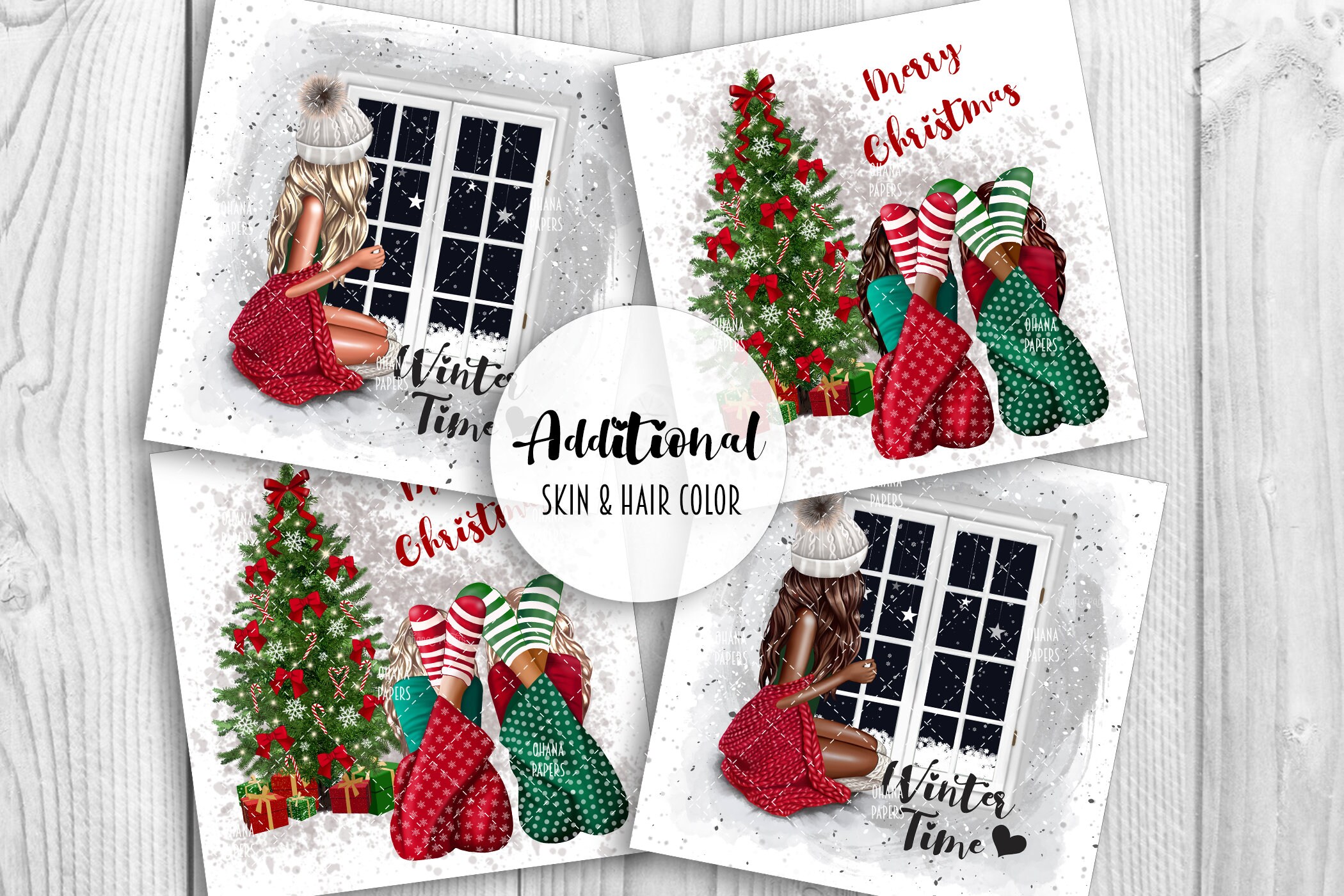 CHRISTMAS Digital Paper Pack Winter Seamless Pattern Fashion | Etsy