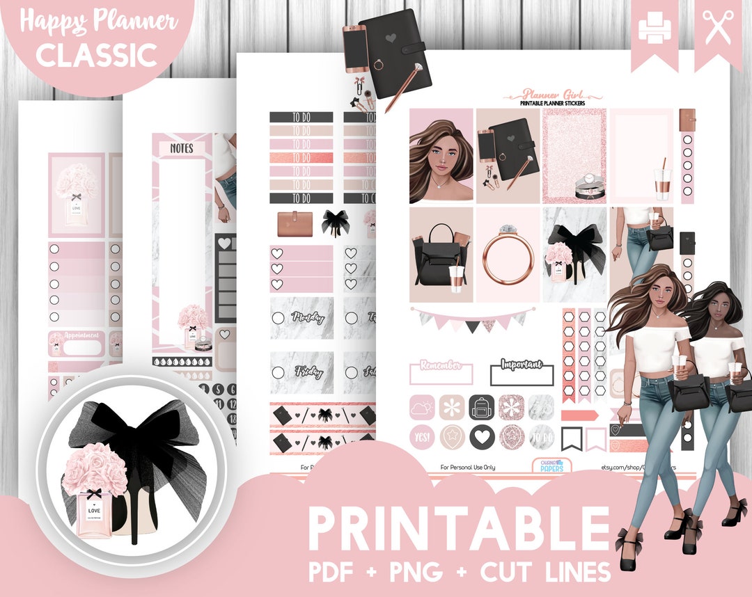 PLANNER GIRL Printable Planner Stickers, Happy Planner Classic Weekly ...