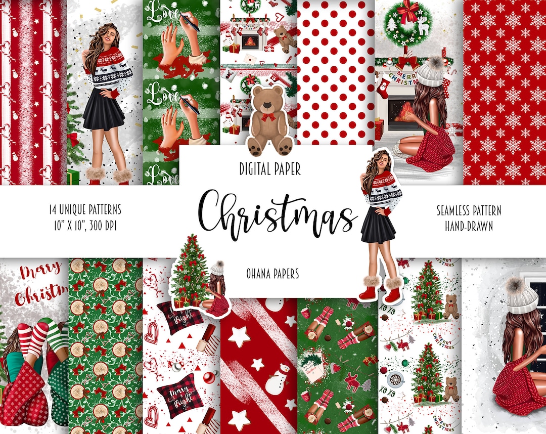 CHRISTMAS Digital Paper Pack, Winter Seamless Pattern, Fashion ...