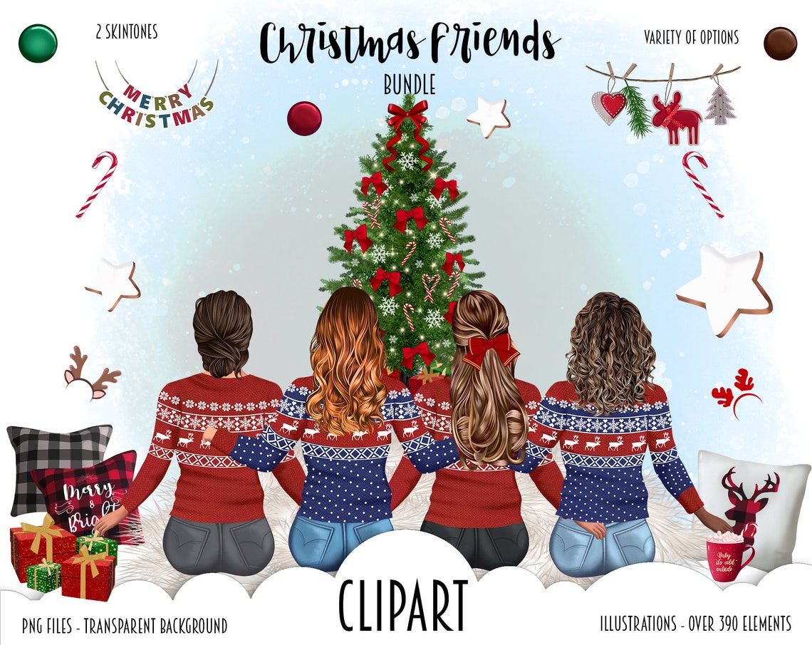 Christmas Friends Clipart: Personalized Holiday PNG Portrait Creator ...