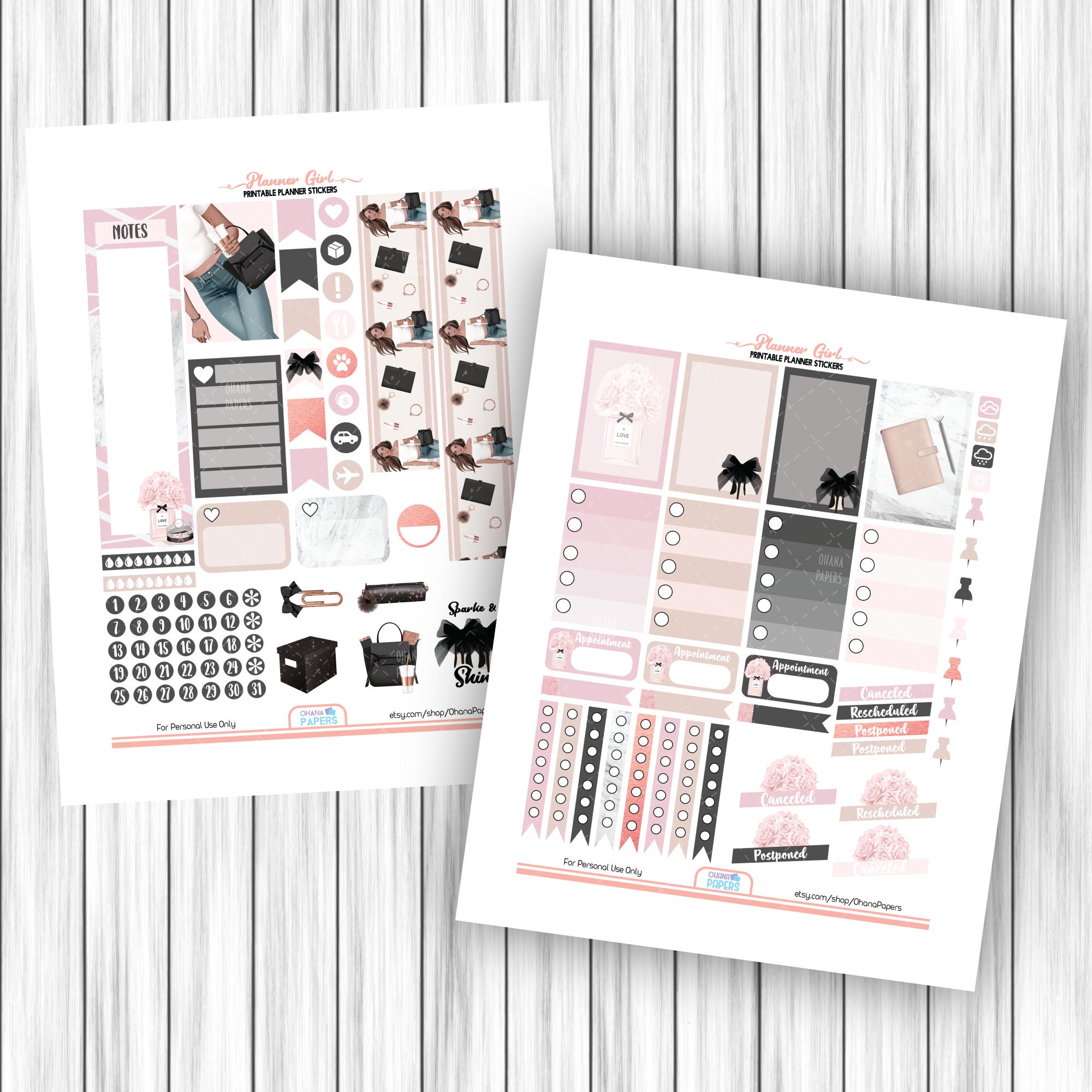 PLANNER GIRL Printable Planner Stickers Happy Planner Classic - Etsy