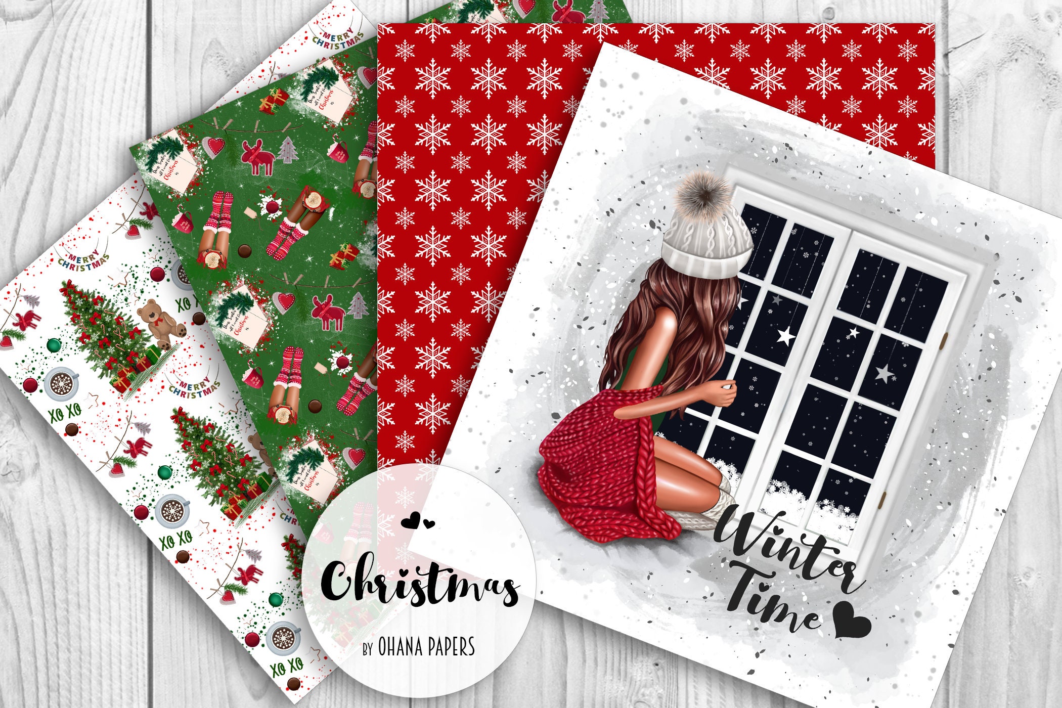 CHRISTMAS Digital Paper Pack Winter Seamless Pattern Fashion | Etsy