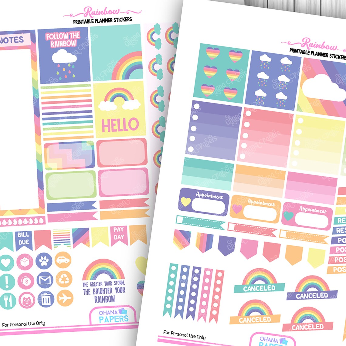 Pastel Rainbow Printable Planner Weekly Kit Erin Condren | Etsy