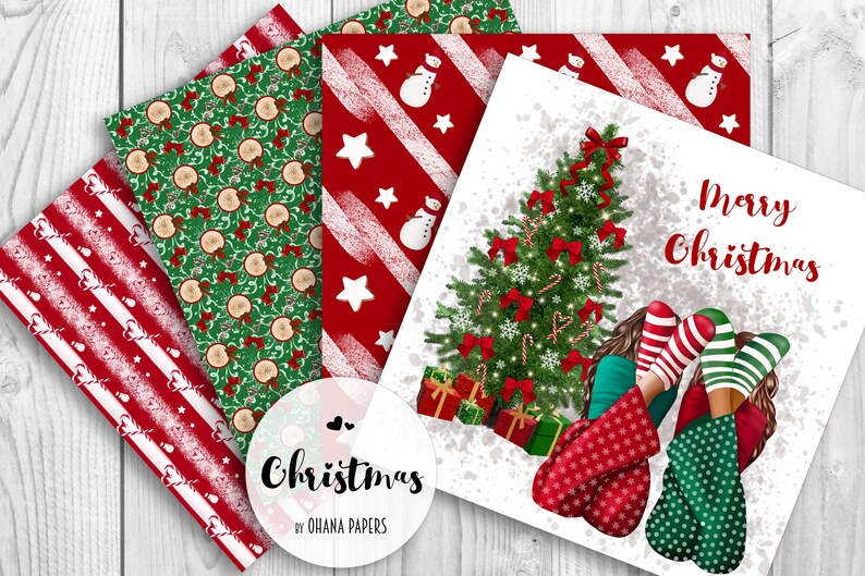 CHRISTMAS Digital Paper Pack Winter Seamless Pattern Fashion | Etsy