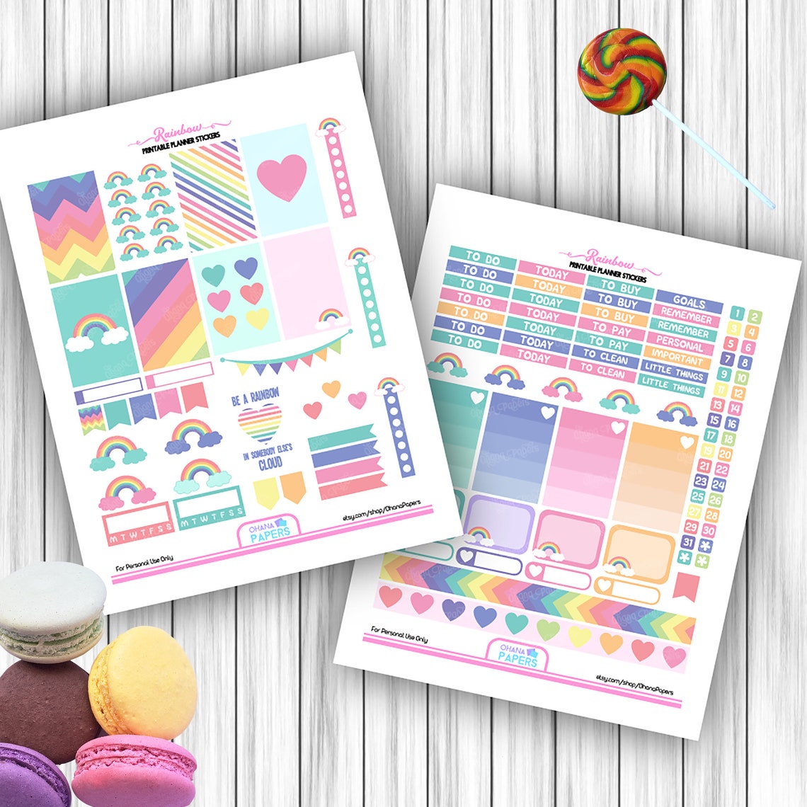 Pastel Rainbow Printable Planner Weekly Kit Mambi Happy - Etsy
