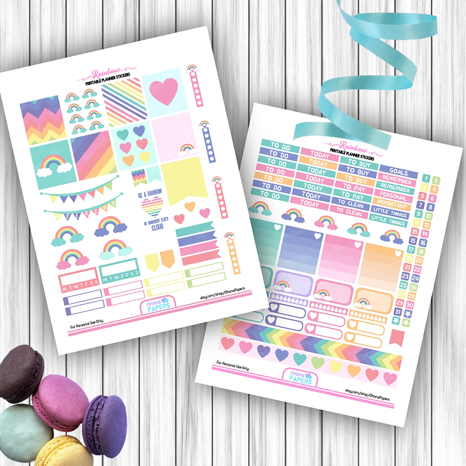 Pastel Rainbow Printable Planner Weekly Kit Erin Condren | Etsy