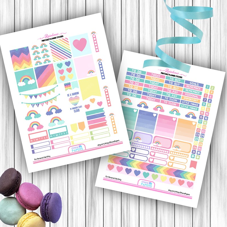 Pastel Rainbow Printable Planner Weekly Kit Erin Condren | Etsy