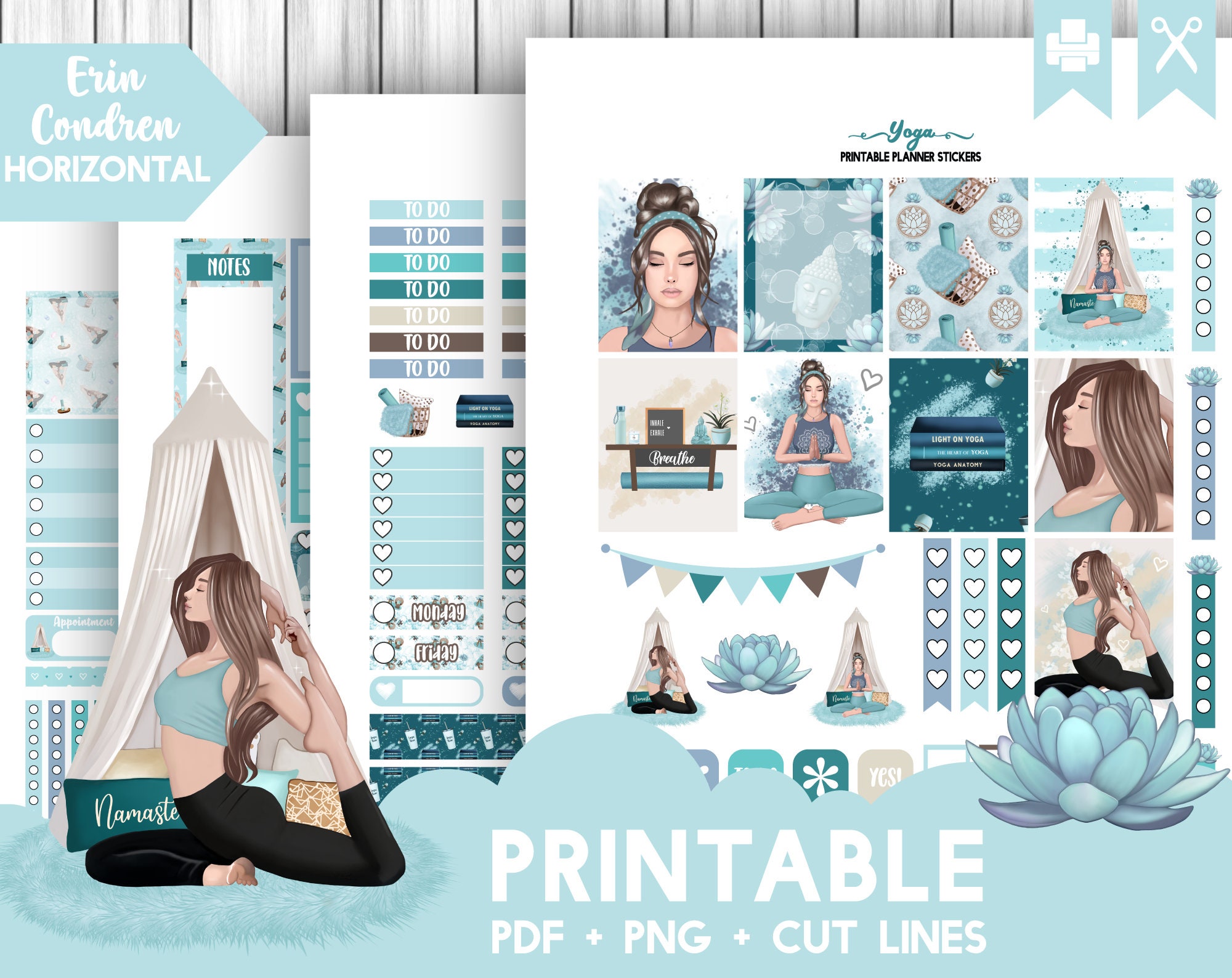 PRINTABLE Yoga Weekly Kit Erin Condren Horizontal Planner | Etsy