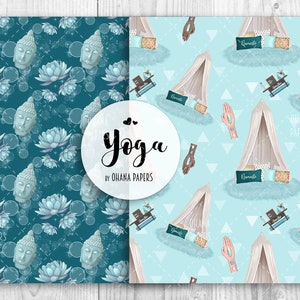 YOGA Digital Paper Pack - Seamless Pattern Fashion Illustration ...