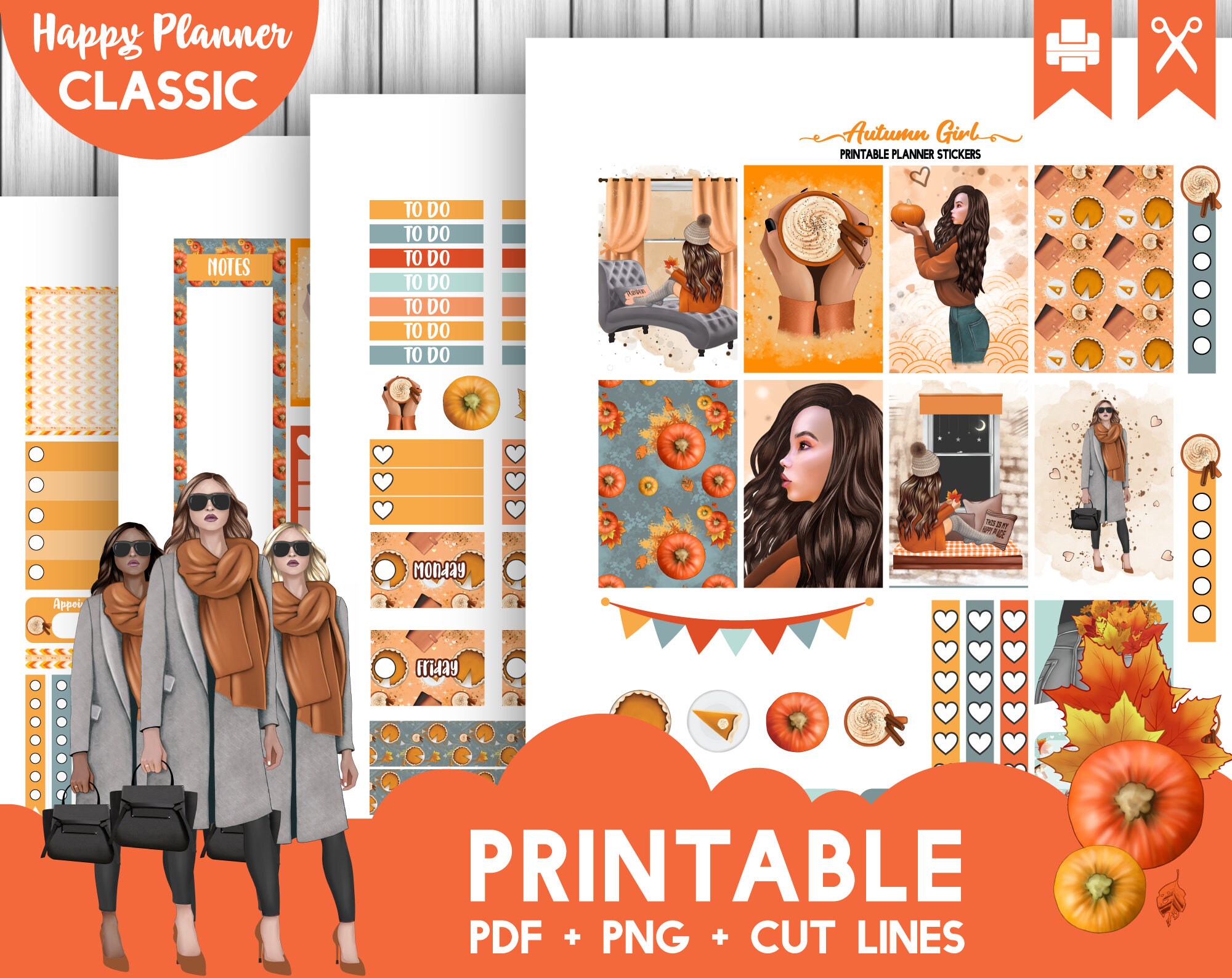 Printable AUTUMN PLANNER STICKERS Happy Planner Weekly Kit | Etsy
