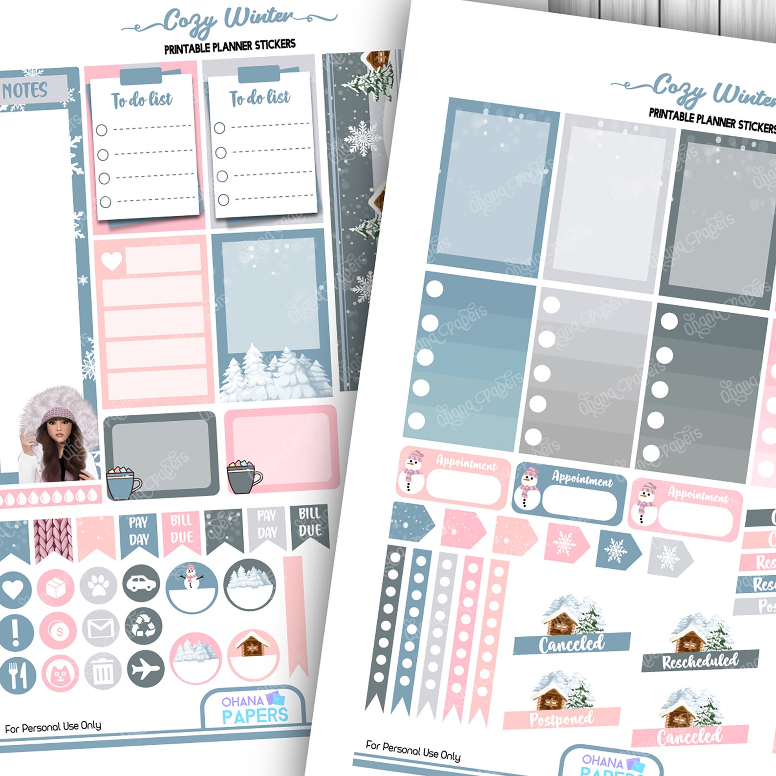 COZY WINTER Printable Planner Stickers Weekly Kit Happy - Etsy