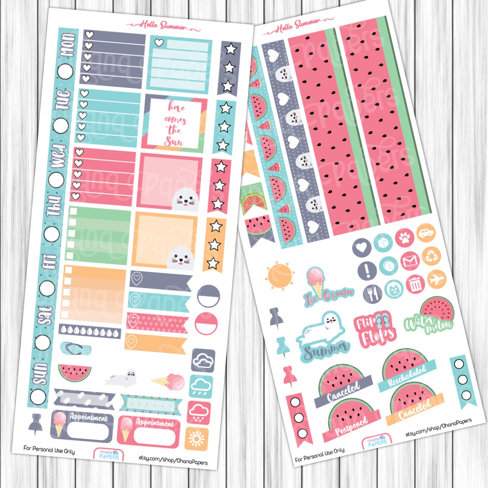 HELLO SUMMER Printable Planner Weekly Kit Hobonichi Weeks - Etsy