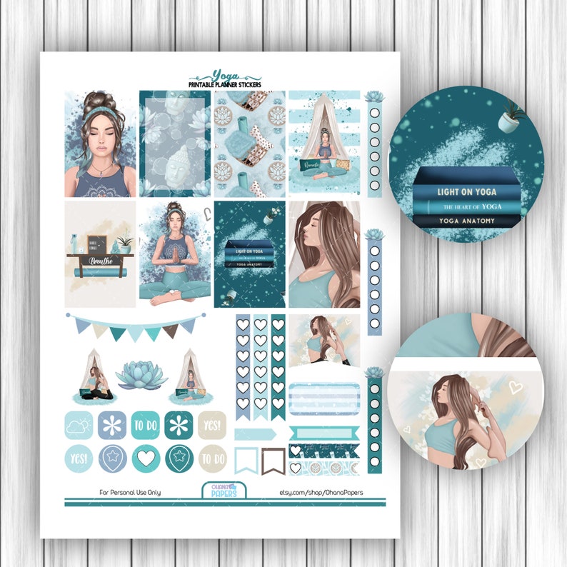 PRINTABLE Yoga Planner Stickers, Happy Planner Weekly Kit, Meditation ...