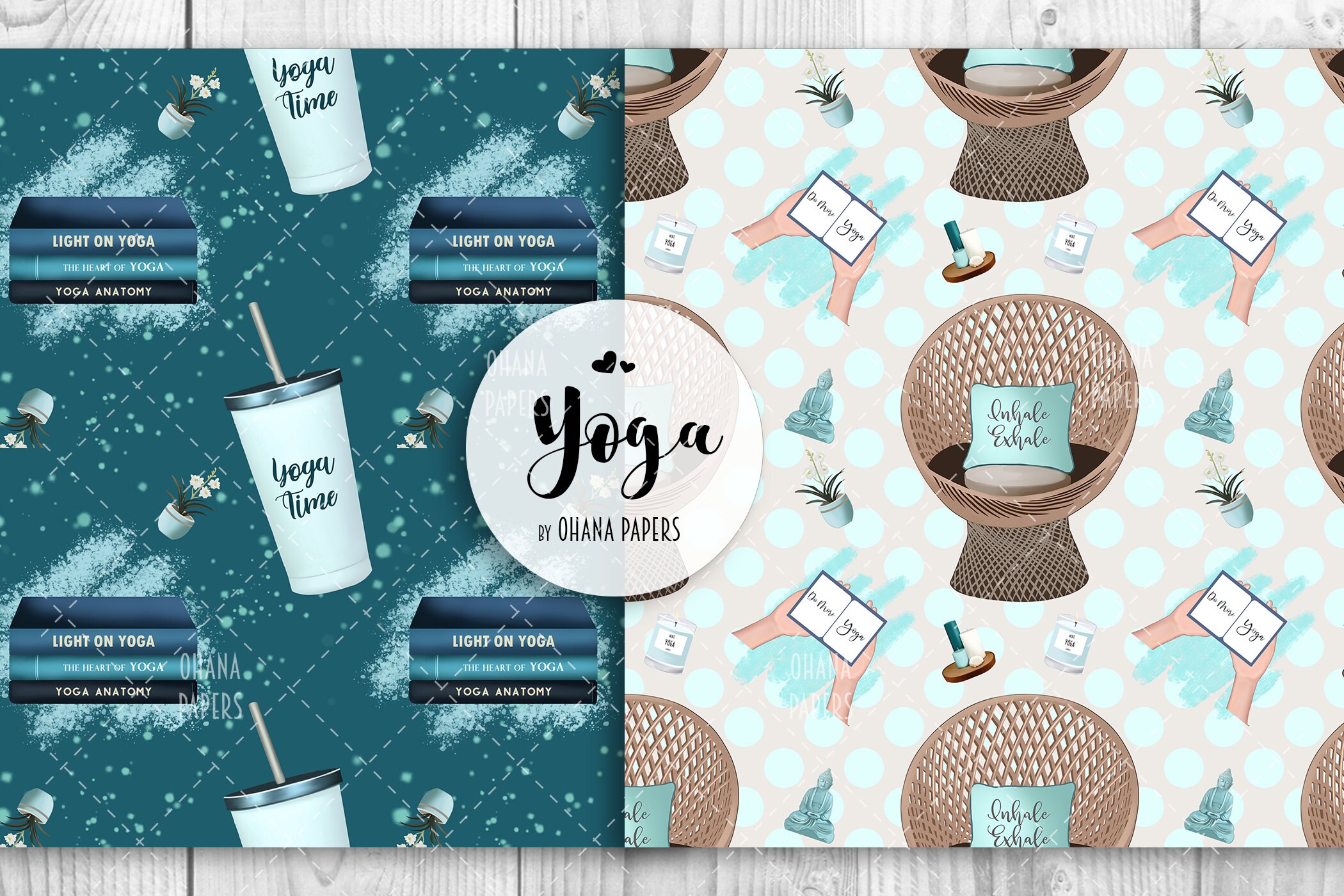 YOGA Digital Paper Pack Seamless Pattern Fashion | Etsy