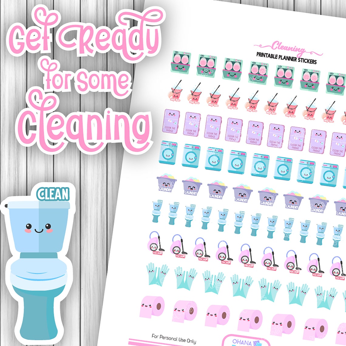Cleaning Planner Stickers Printable Chore Stickers Chore - Etsy