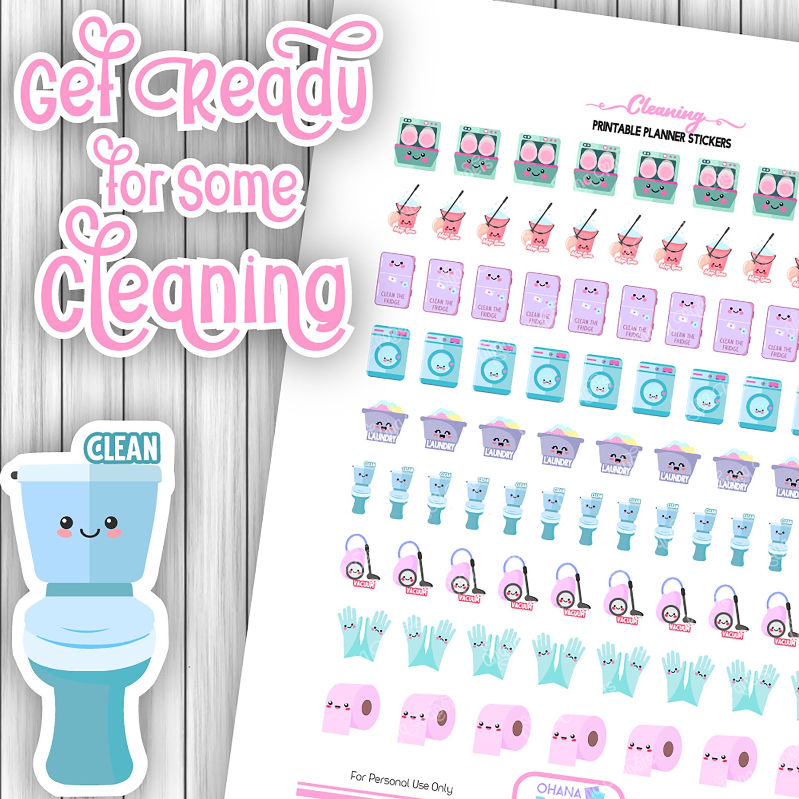 Cleaning Planner Stickers Printable Chore Stickers Chore Planner Bullet ...
