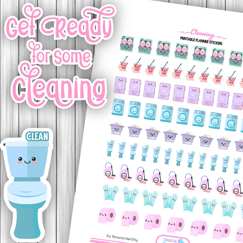 Cleaning Planner Stickers Printable Chore Stickers Chore Planner Bullet ...