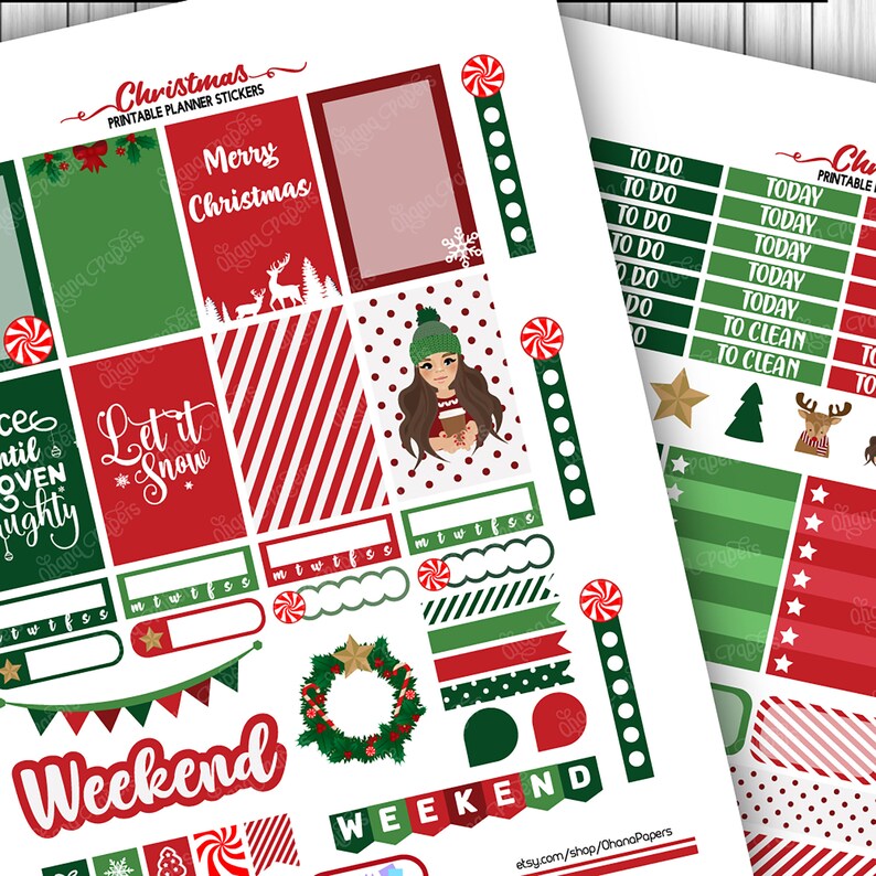 Printable Christmas Planner Stickers Kit Christmas Weekly | Etsy