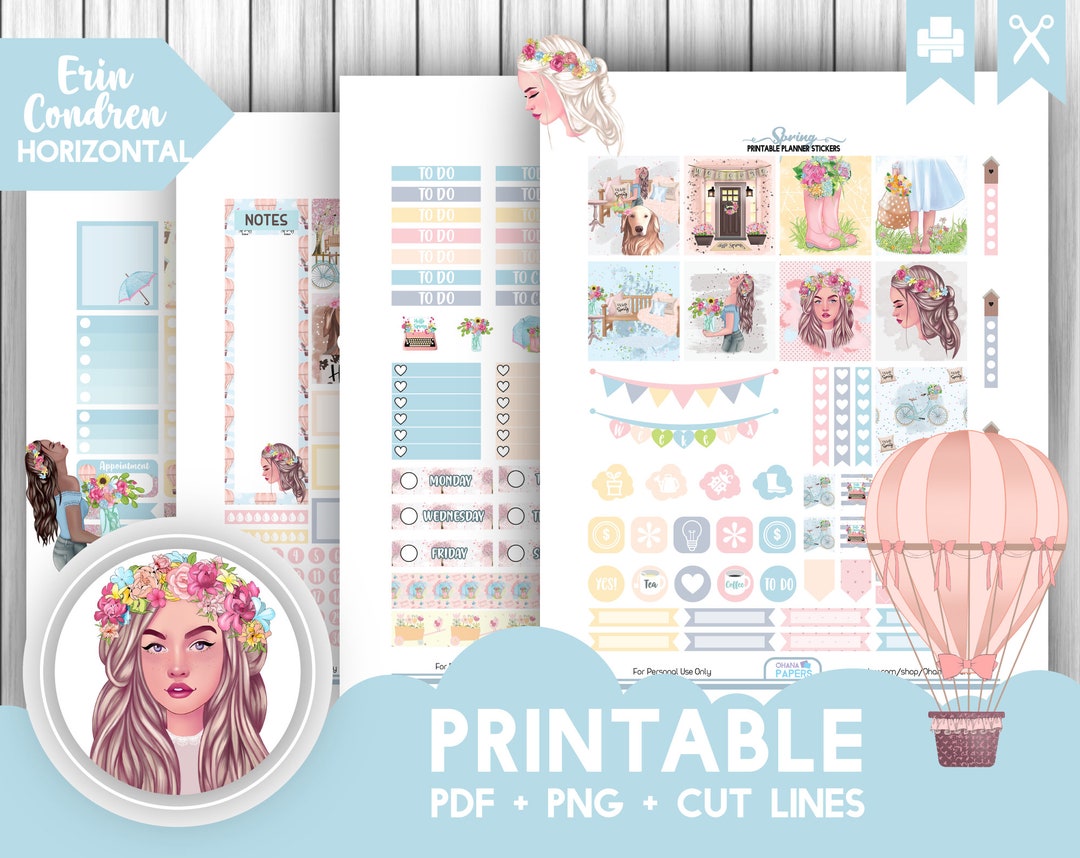 SPRING Printable Planner Stickers Weekly Kit Erin Condren - Etsy