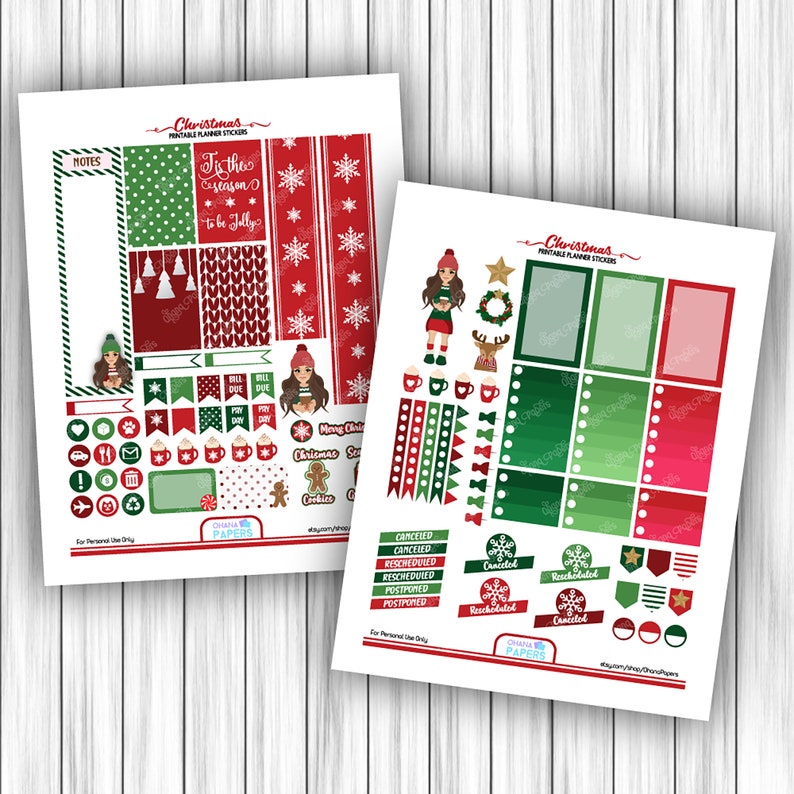 Printable Christmas Planner Stickers Kit Christmas Weekly | Etsy
