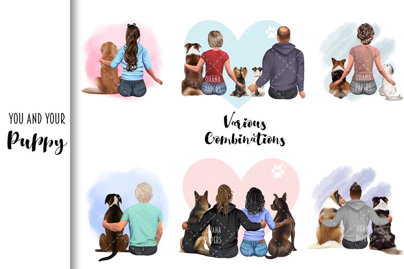 DOG BEST FRIENDS Clipart, Family Illustration, Dog Lover Mom Dad ...