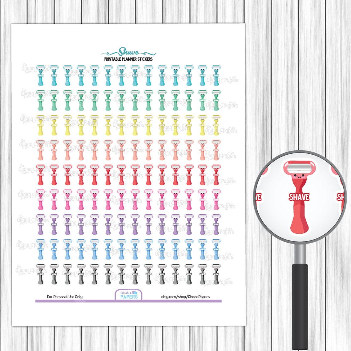 Printable Planner RAZOR Stickers Shave Decorative Stickers | Etsy