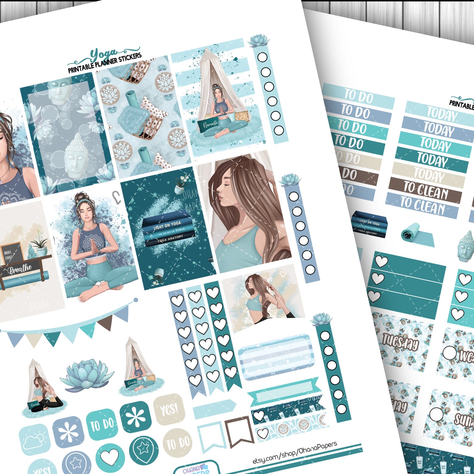 PRINTABLE Yoga Planner Stickers, Happy Planner Weekly Kit, Meditation ...