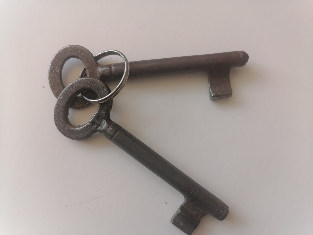 Two Big Iron Skeleton Keys, Old Metal Keys, Key Collection, Primitive ...